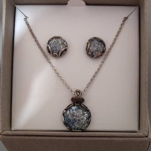 Paz Creations | Jewelry | Paz Creations Roman Glass Sterling Silver Set ...